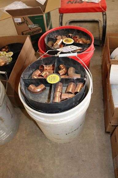 Times 2 - 5 gallon buckets of copper fittings, elbows, Tee's ...
