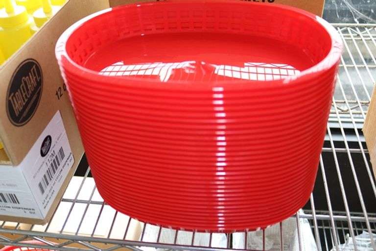 Case of 36 - 10" red food baskets - Backes Commercial Auctioneers