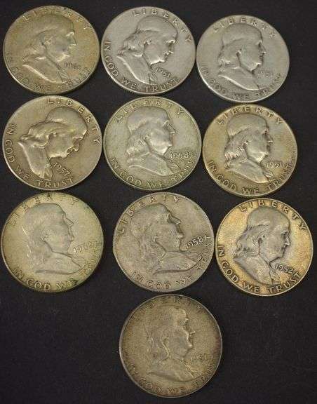 10 US Ben Franklin Silver Half Dollars BHD Auctions 10-us-ben-franklin-silver-half-dollars-bhd-auctions