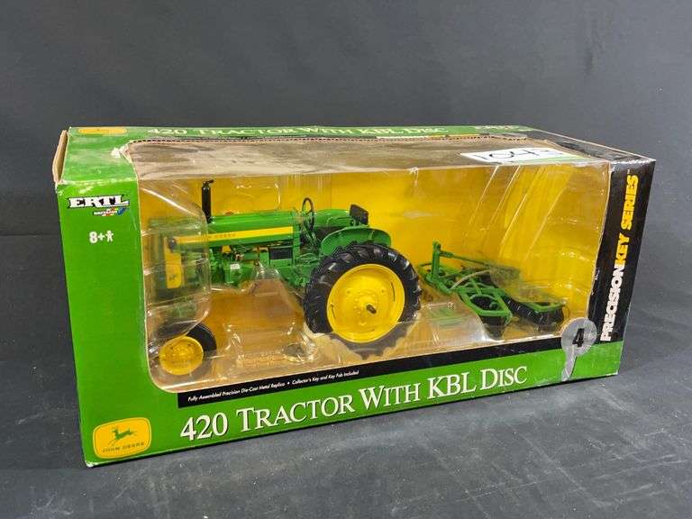 John Deere Precision Key Series 420 Toy Tractor With KBL Disc - Booker ...