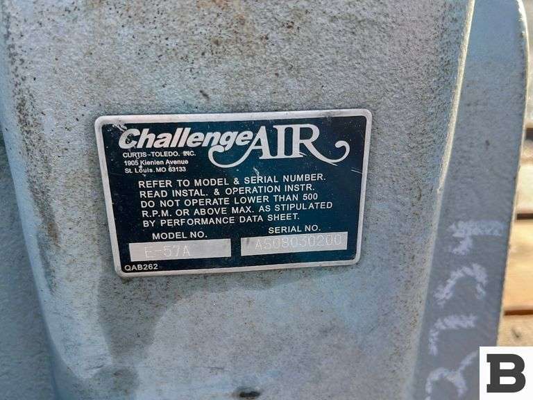 Challenge Air E-57A Compressor - Booker Auction Company