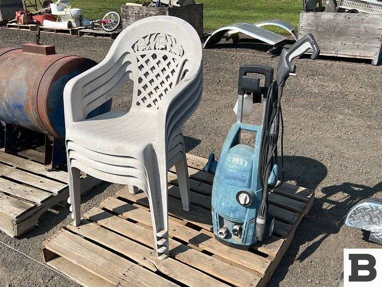 Pressure Washer & Plastic Chairs - Booker Auction Company