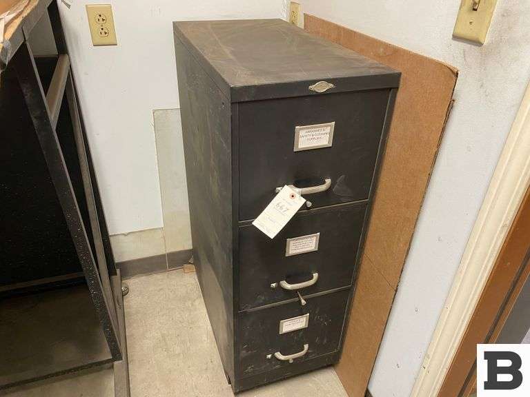 3 Drawer File Cabinet & Contents - Booker Auction Company
