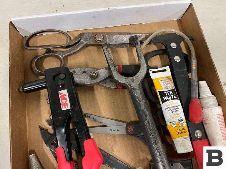 Tin Snips, Rivet Gun, Box Cutters - Booker Auction Company