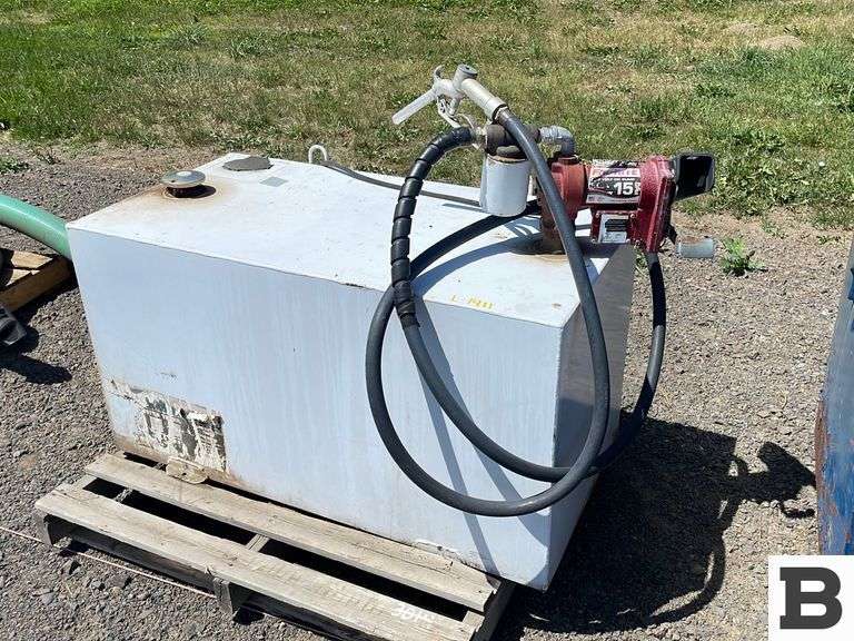 105 Gal. Fuel Tank and Fill Rite Pump - Booker Auction Company