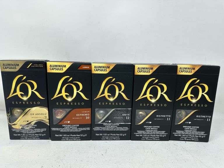 New LOR Coffee Pods (5) Boxes of 10 4 Flavors 9/22/24 - Bluegrass Bids