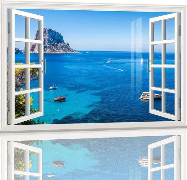 New Fake Window Removable Wall Sticker Mural 3D Self-Adhesive Window ...