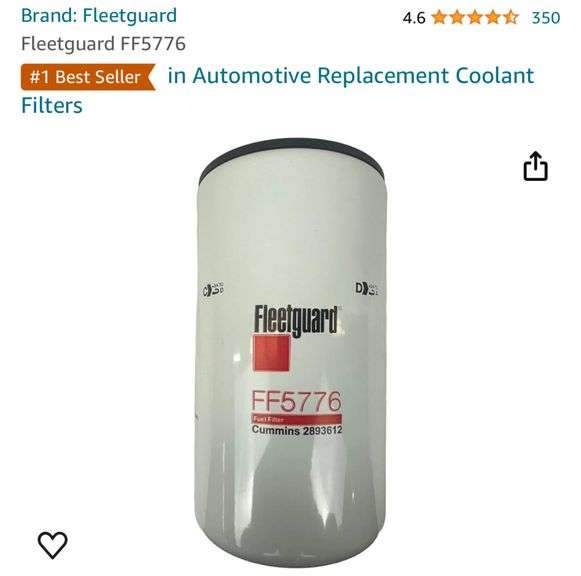 New Fleetguard FF5776 Fuel Filter - Retails for over $40 - Bluegrass Bids