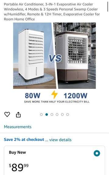 Portable Air Conditioner, 3-IN-1 Evaporative Air Cooler Windowless, 4 ...