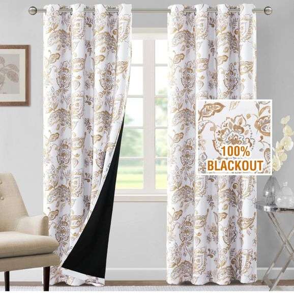 New H.VERSAILTEX 100% Blackout Curtains for Bedroom Paisley Floral ...
