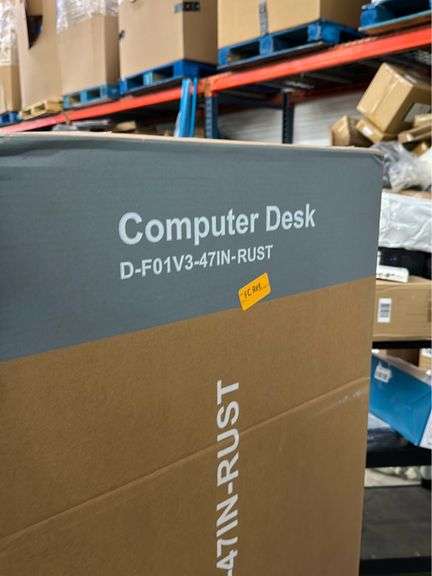 New 47" computer desk rust wood color - Bluegrass Bids