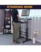 AIZ Mobile Standing Desk, Adjustable Computer Desk Rolling Laptop Cart on Wheels Home Office ...