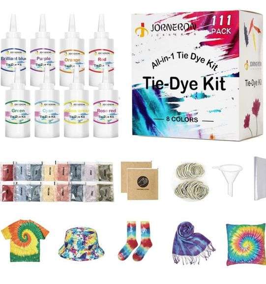 JORNERDN 8 Colors Tie Dye Kit for Kids, 111 Pack Set 16 Pigments Bags ...