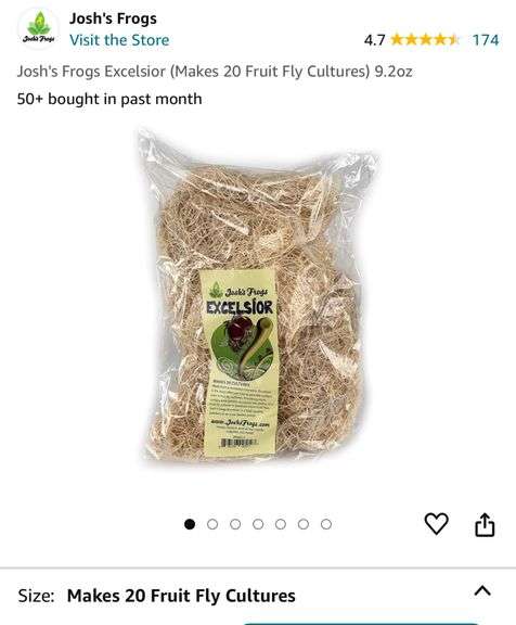 New Josh's Frogs Excelsior (Makes 20 Fruit Fly Cultures) 9.2oz ...