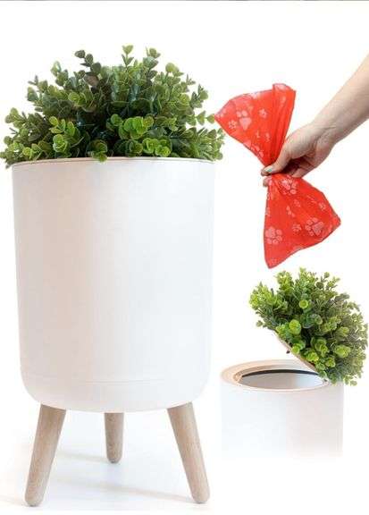 New Small Outdoor Trash Can with Lid - Dog Poop Trash Can Outside ...