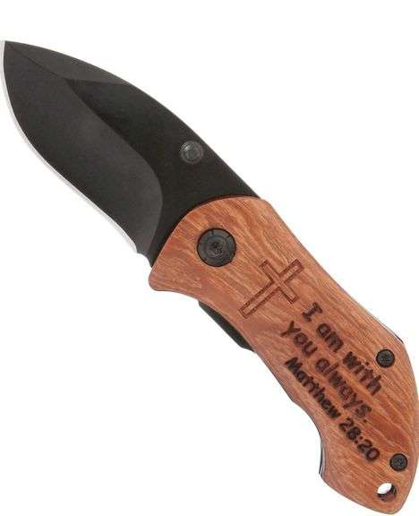 New Catholic knife engraved with bible prayer cross, hiking knife, be ...
