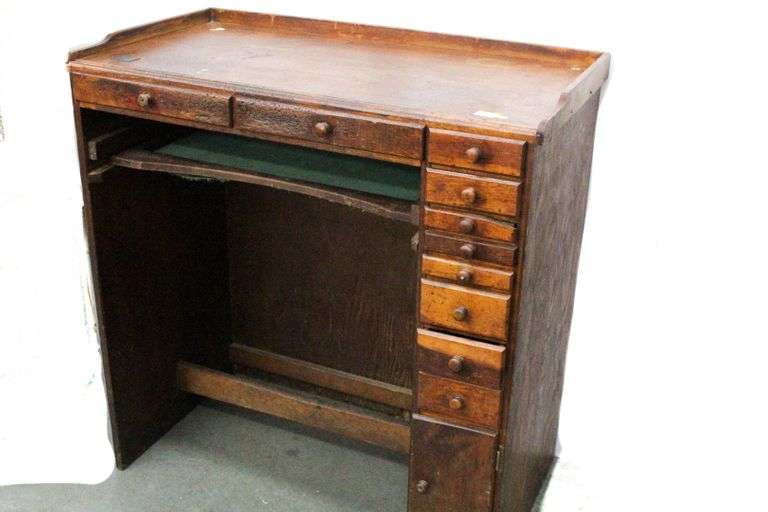 Jeweler's Desk or Watchmakers Work Bench with railing and multiple wood ...
