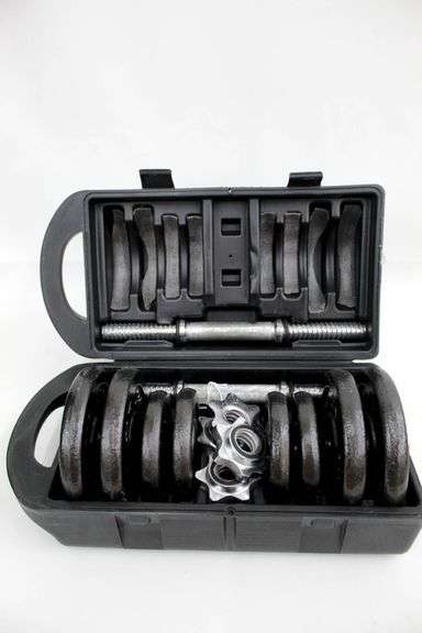 Threaded dumbbell handles with with plates (5 -and- 2.5 lbs.) -and ...