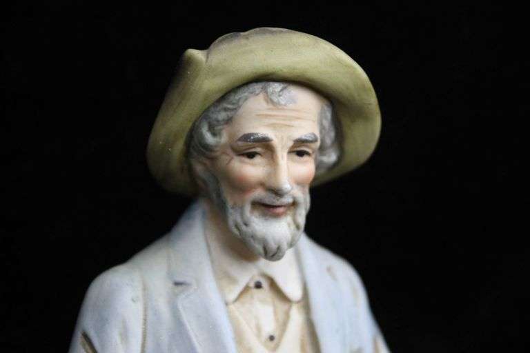 Homco Figurines #1433 Old Man Holding a Shovel - blue circle and ...