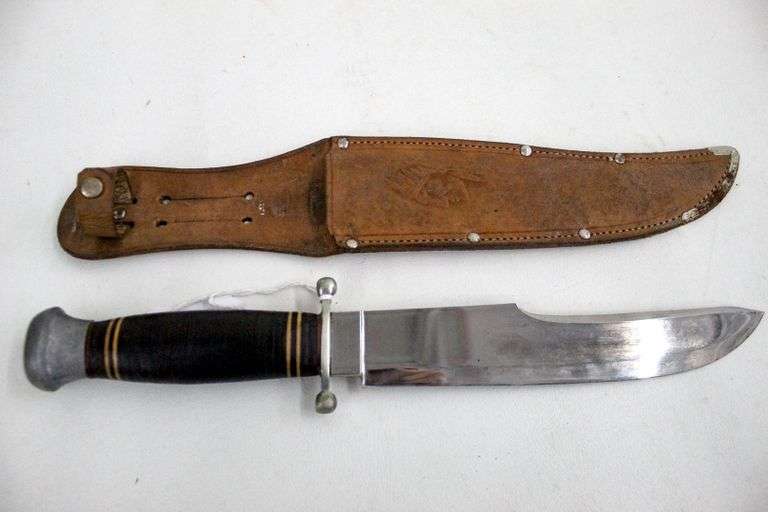 IMCO Solingen Germany 12 Bowie Knife with Leather Sheath. - Bunting ...