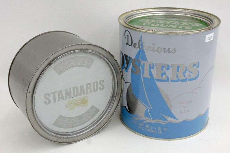 Vintage Oyster can 64 oz with lid, WACHAPREAGUE SEAFOOD CO. INC, VA ...