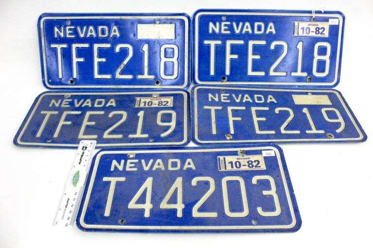 Vintage Nevada license plates - two pairs and one single plate - five ...