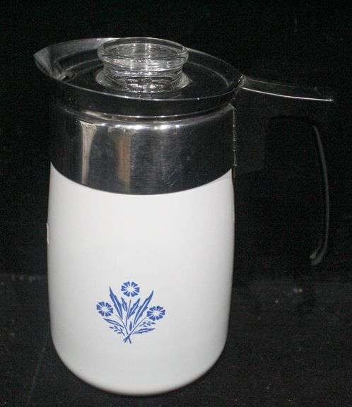 Vintage Corning Ware Blue Cornflower pattern stove top coffee pot with ...