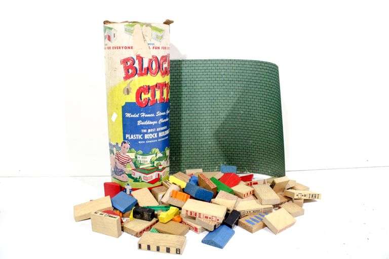 Vintage 1950s Block City Plastic Building Blocks Set - may be B500 "The ...