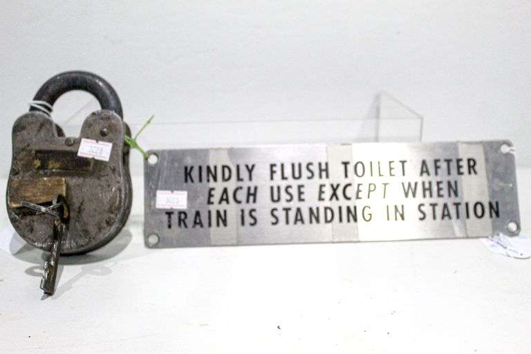 Western-Atlantic Railroad padlock with keys and train restroom toilet ...