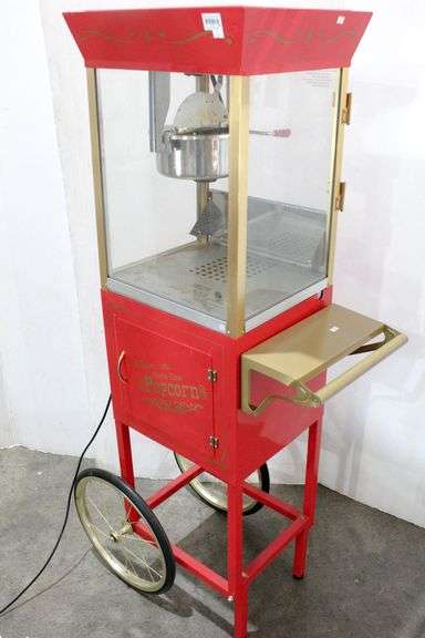 Old Fashioned Movie Time Popcorn Machine Stand - 24 x 14 x 59 WAREHOUSE ...