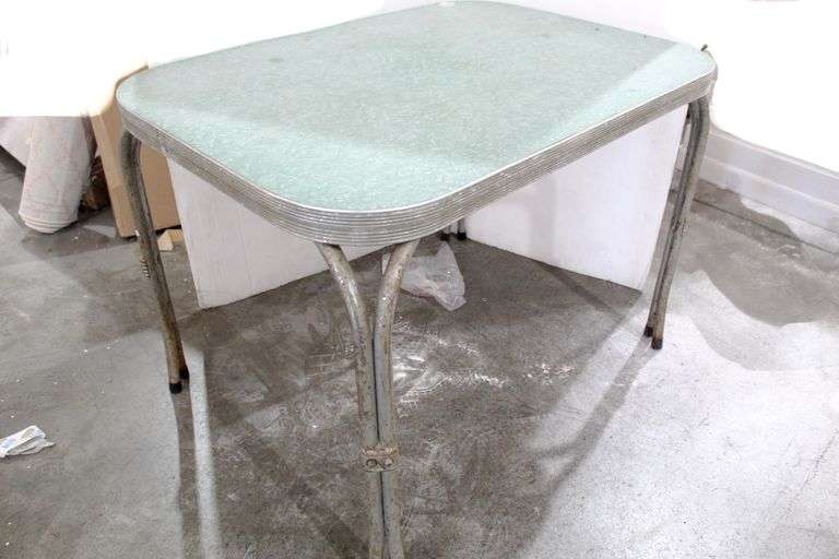 Retro Mid Century Art Deco Chrome Base Formica Top Kitchen Table, 30 ...