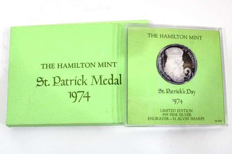 1974 Hamilton Mint St Patricks Day 1 oz .999 silver commemorative coin ...