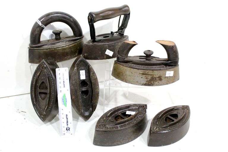 Collection of Antique Cast Iron Clothes Irons -- Includes Colebrookdale ...