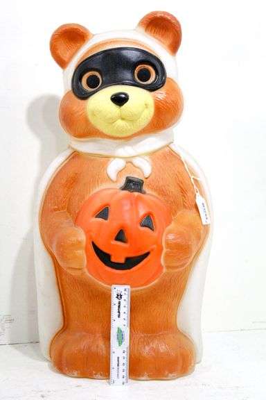 Empire 1995 Bandit Halloween Teddy Bear with Pumpkin Blow Mold Lighted ...