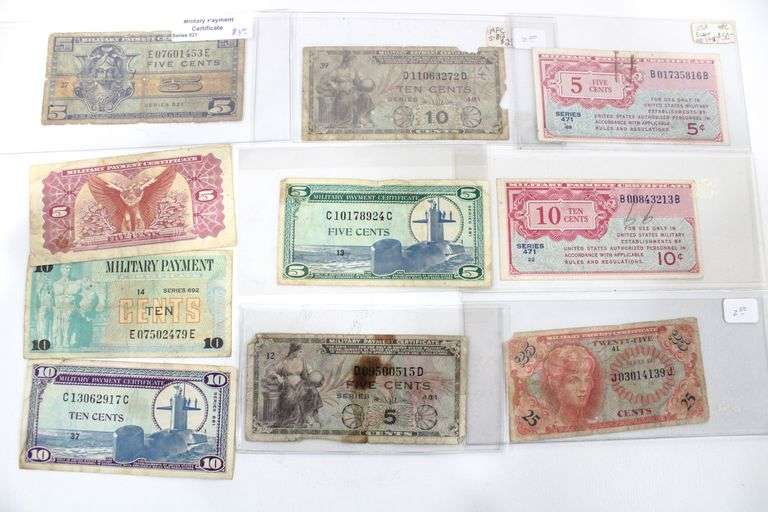 Vintage Military Payment scrip , Includes Series 41 25 cent , 1950s ...