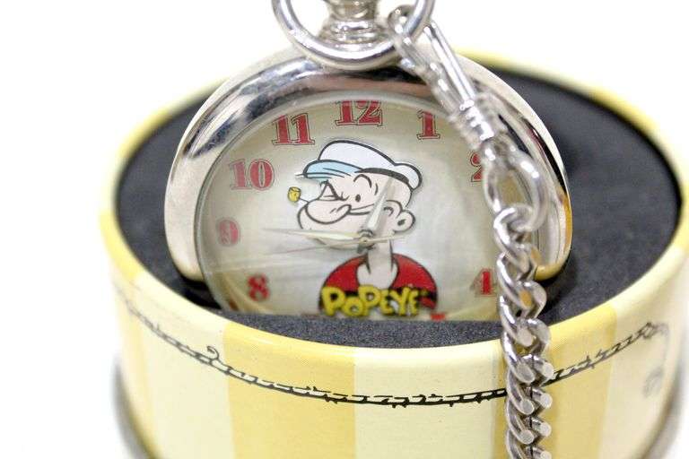 Fossil 1997 Popeye & Wimpy Pocket Watch Limited Edition Quartz Movement with Can and box ...