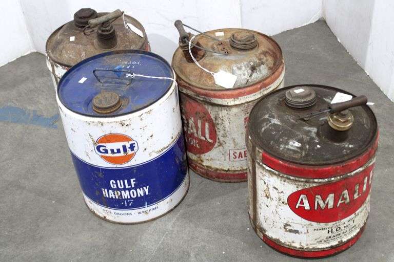 Collection of Vintage Service Gas Station Fuel Oil Cans - Bunting ...