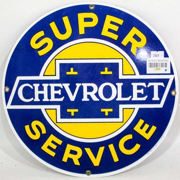 Chevrolet Super Service Sign - Bunting Online Auctions