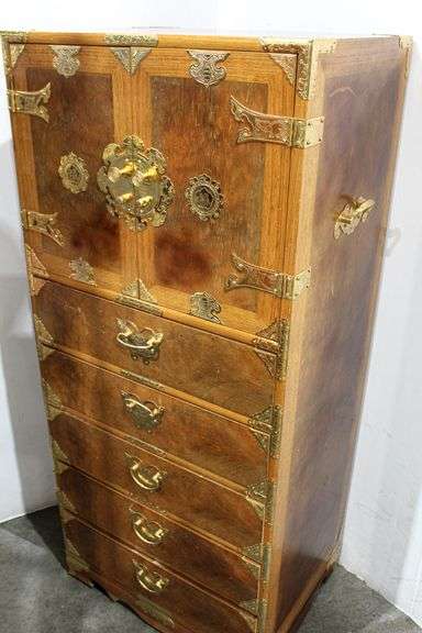 Vintage Chest of Drawers Korean Tansu Butterfly Storage Dresser Asian ...