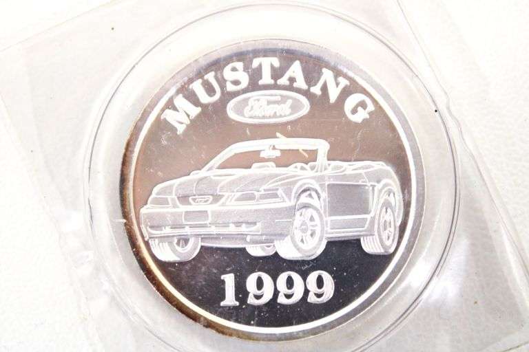 1999 35th anniversary Mustang 1 oz silver coin - Bunting Online Auctions