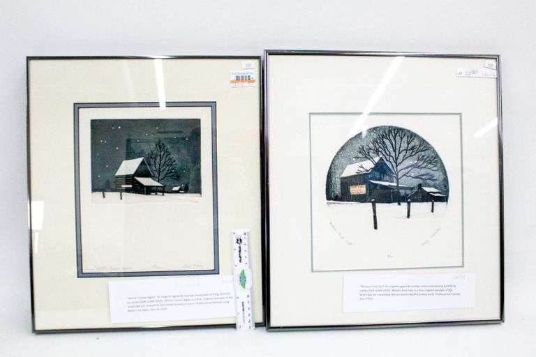 Original Signed Etchings by James Shell. "Winter Comes Again" an ...