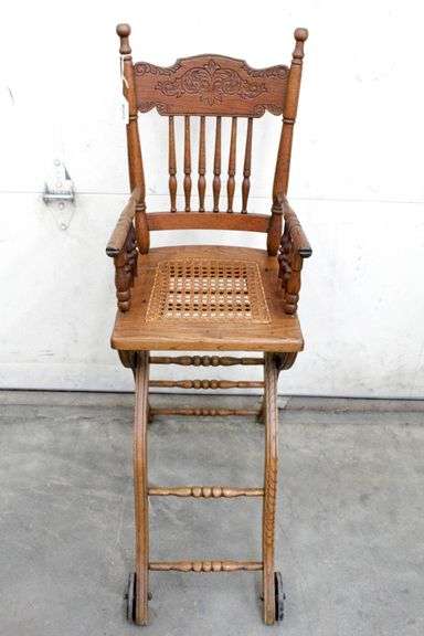 Antique Oak Convertible Pressed Back High Chair Stroller - Description ...