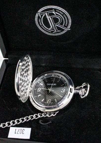 Danbury pocket watch with monogram and engraving on back. Includes ...