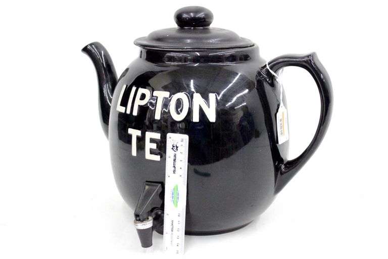 Hall Pottery - Large black ceramic Beverage Dispenser shaped like a ...