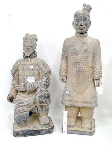 Terracotta Asian Warrior Statues, Standing (34"x12") -and- Sitting (28 ...