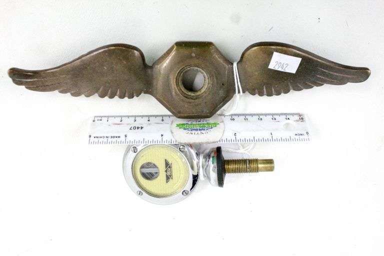 Ford Model A brass radiator cap cover (9"x2") -and- temperature gauge ...