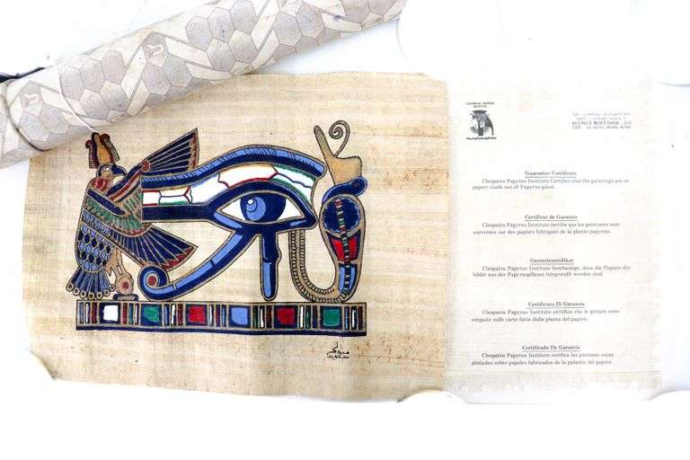 Protective Egyptian Eye Papyrus Painting, 12"x9". Includes guarantee ...