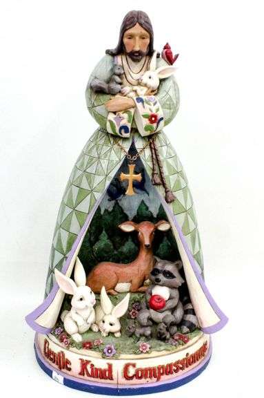 Jim Shore Heartwood Creek St. Francis Statue with Solar Lit Diorama ...