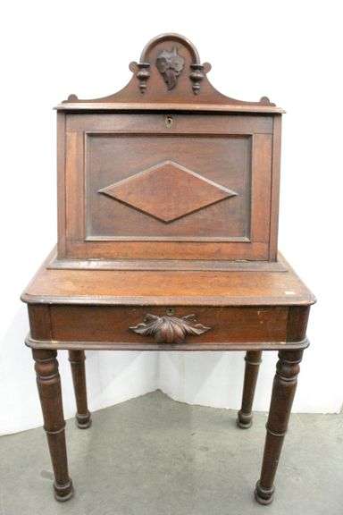 Vintage 19th Century two-piece drop front Writing Desk Table Secretary ...