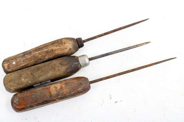 Primitive ice block handling equipment: two forged iron bale ice hooks ...